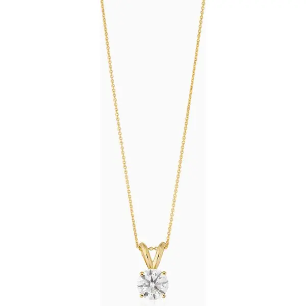 ORADINA 14k Solid Gold 1.5 Carat Lab Diamond Solitaire Necklace - Yellow Gold/ Lab Diamonds