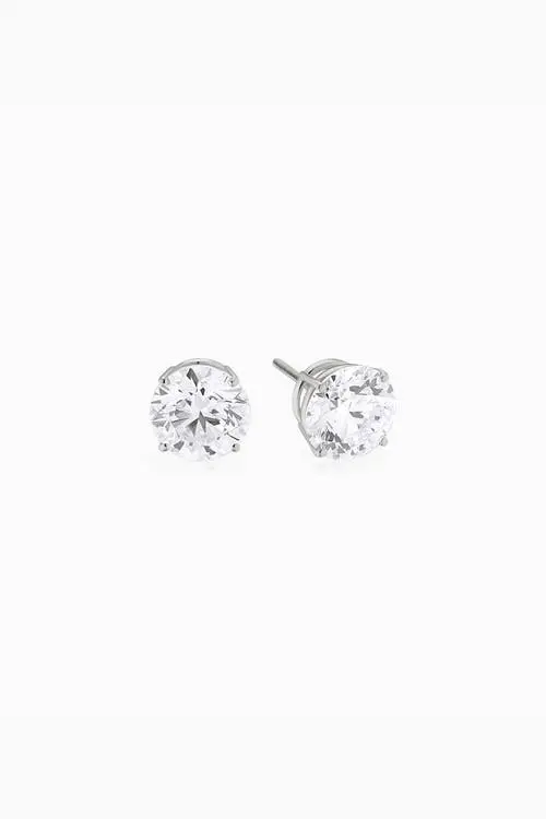 ORADINA 14k Solid Gold 2 Carat Lab Diamond Stud Earrings - White Gold/ Lab Diamonds