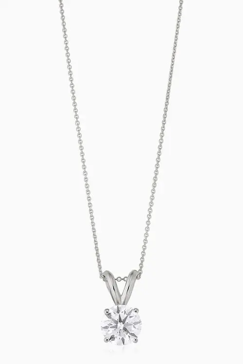ORADINA 14k Solid Gold 2 Carat Lab Diamond Solitaire Necklace - White Gold/ Lab Diamonds