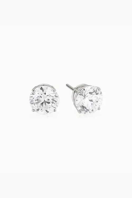 ORADINA 14k Gold 4 Carat Lab Diamond Stud Earrings - White Gold/ Lab Diamonds