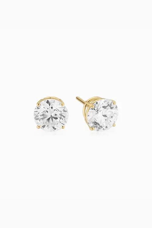 ORADINA 14k Gold 4 Carat Lab Diamond Stud Earrings - Yellow Gold/ Lab Diamonds