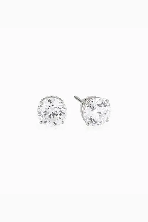 ORADINA 14k Solid Gold 3 Carat Lab Diamond Stud Earrings - White Gold/ Lab Diamonds