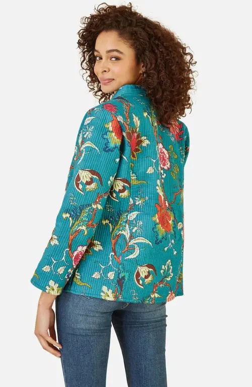 YUMI Floral Reversible Cotton Quilted Jacket