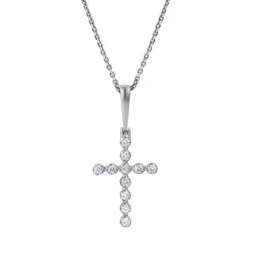 LUVMYJEWELRY Auralisse Cross 14k Gold 0.3 Ct Diamond Pendant - 14k White Gold