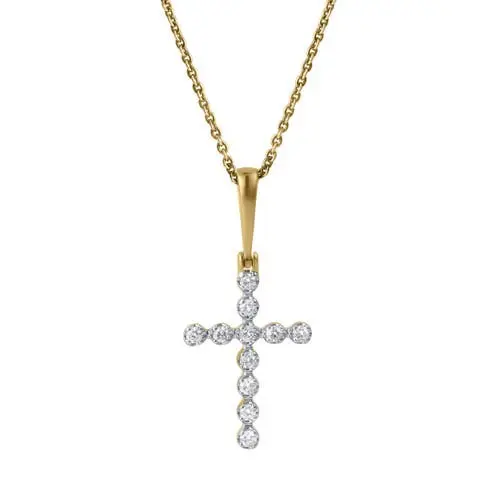 LUVMYJEWELRY Auralisse Cross 14k Gold 0.3 Ct Diamond Pendant - 14k Yellow Gold