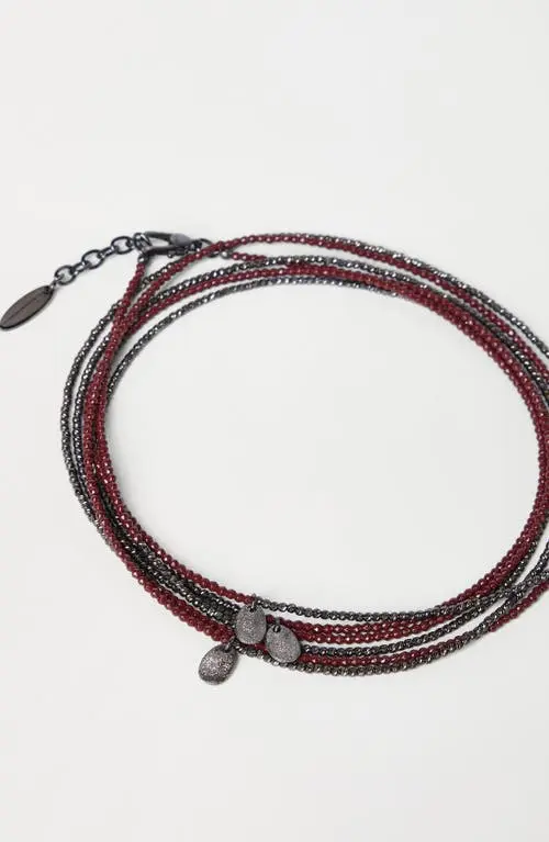 Brunello Cucinelli Hematite And Sterling Silver Beaded Bracelet - Red