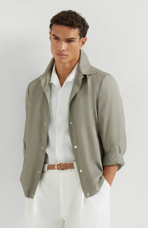 Brunello Cucinelli Pure Silk Shirt Jacket - Khaki
