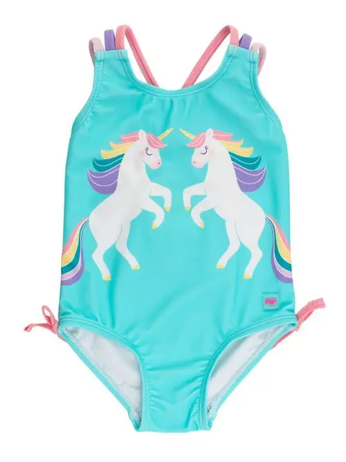RUFFLEBUTTS Upf50+ Sun Protected Cross-back One Piece - Magical Unicorns