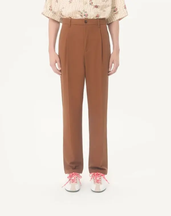 Valentino Garavani Cotton Gabardine Trousers - Chocolate