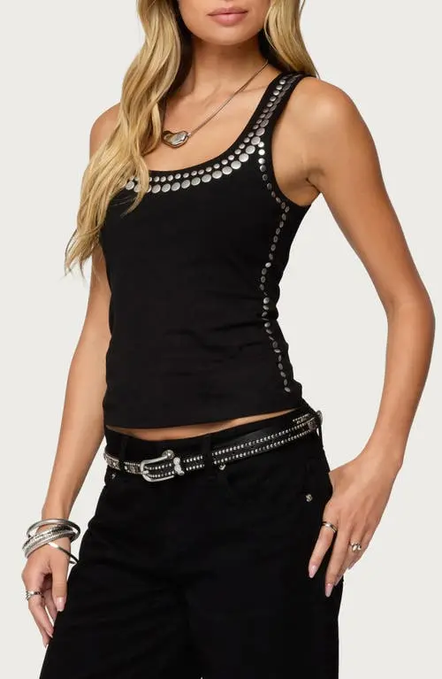 EDIKTED Studded Tank Top - Black