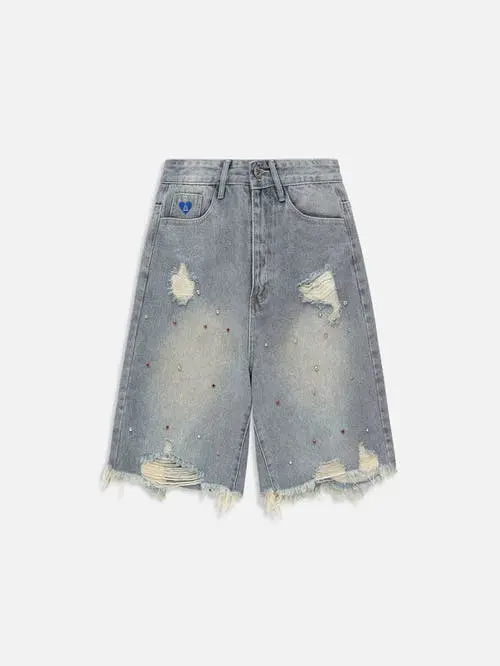 AELFRIC EDEN Rhinestone Denim Jorts