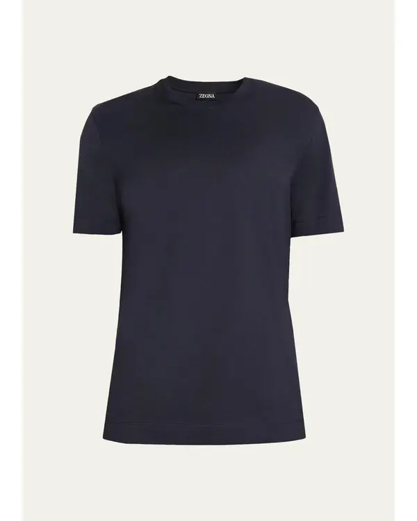 Zegna Cotton Jersey Crewneck T-shirt - Blue