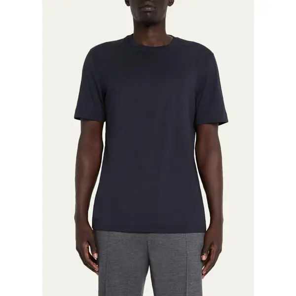 Zegna Cotton Jersey Crewneck T-shirt - Blue