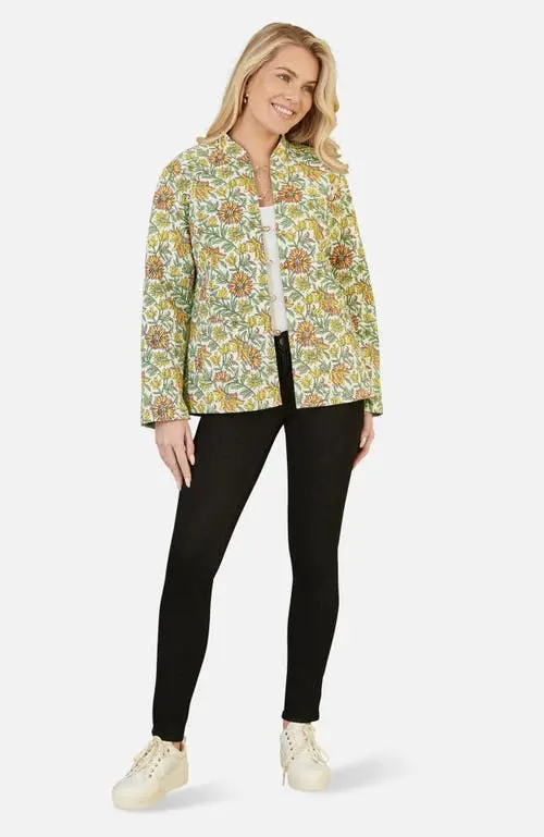 YUMI Floral Reversible Quilted Jacket - Yellow
