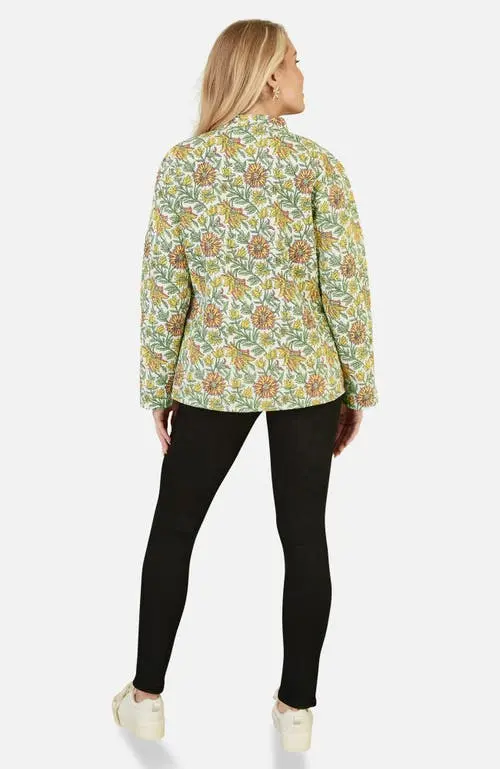 YUMI Floral Reversible Quilted Jacket - Yellow