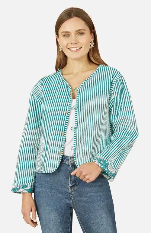 YUMI Floral Patchwork Reversible Jacket - Green