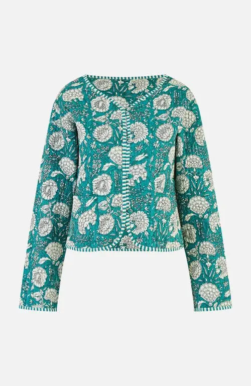 YUMI Floral Patchwork Reversible Jacket - Green