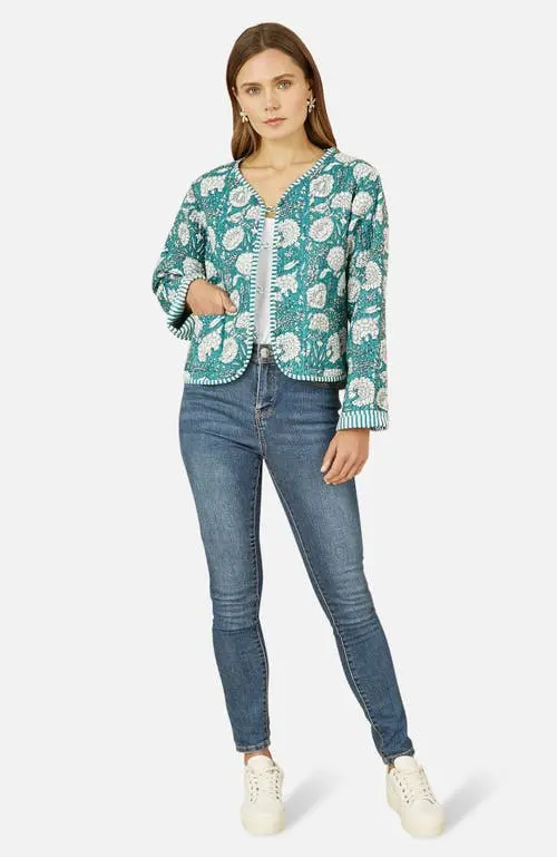 YUMI Floral Patchwork Reversible Jacket - Green