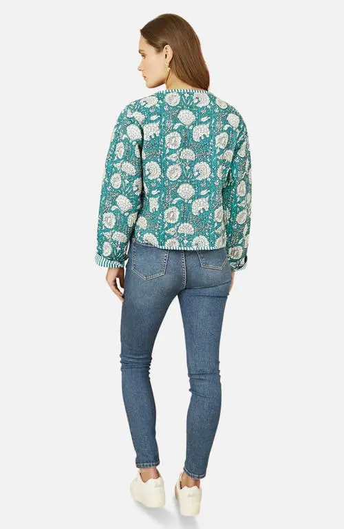 YUMI Floral Patchwork Reversible Jacket - Green