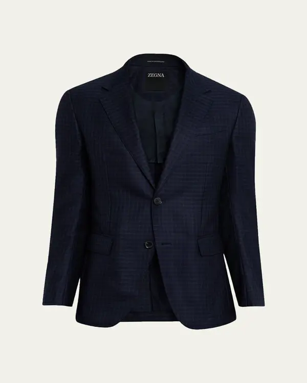 Zegna Cashmere And Silk Check Sport Coat