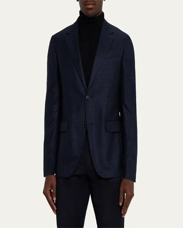 Zegna Cashmere And Silk Check Sport Coat