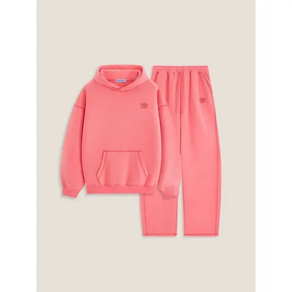 AELFRIC EDEN Cloud Essential Fleece Pullover Hoodie Super Baggy Set - Pink