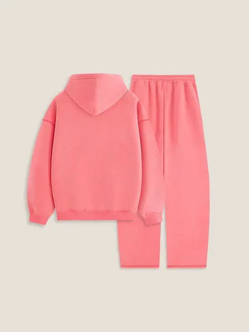 AELFRIC EDEN Cloud Essential Fleece Pullover Hoodie Super Baggy Set - Pink