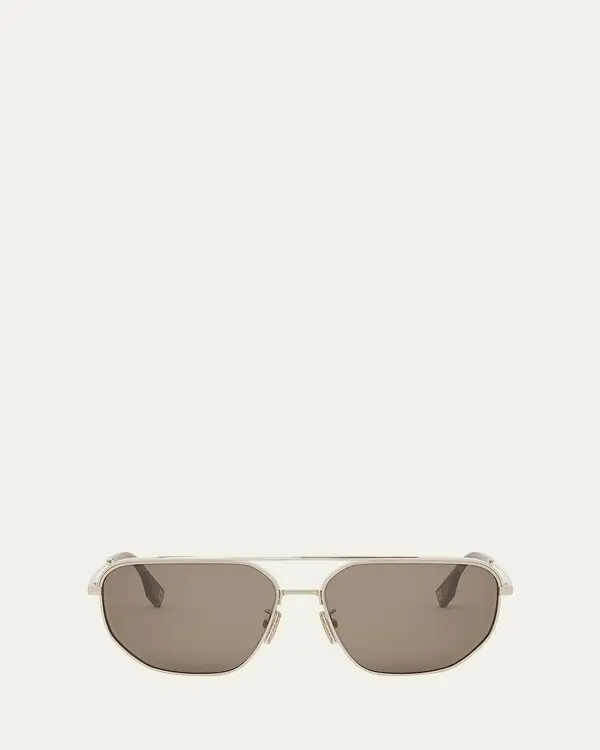 Fendi Metal Rectangle Sunglasses - Gold Brown