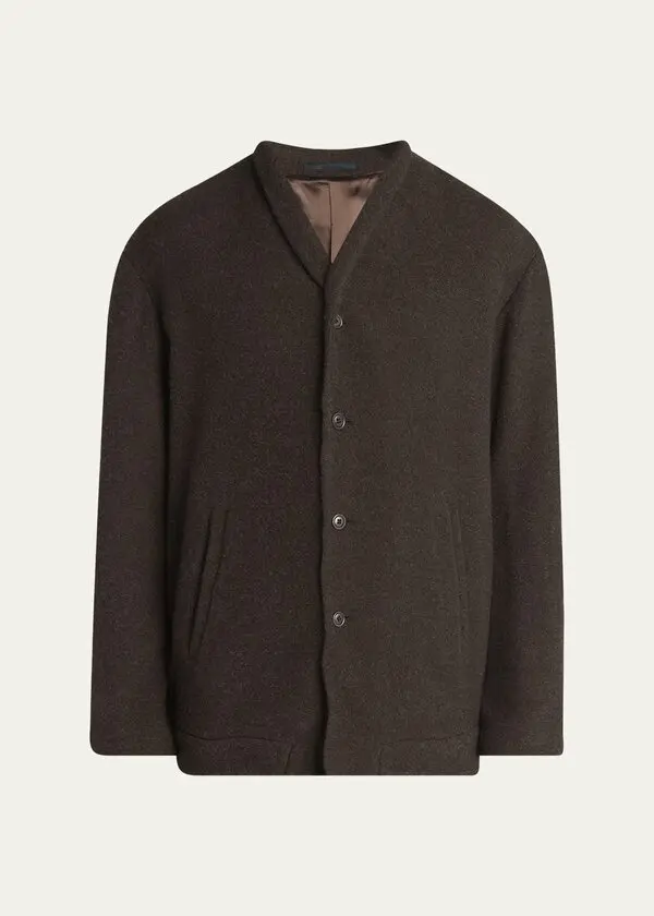 Giorgio Armani Slant-pocket Cashmere And Wool Cardigan - Brown