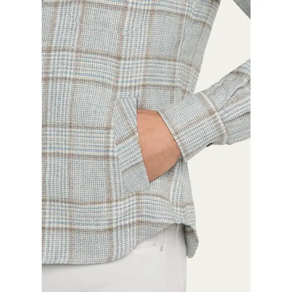 Kiton Wool-blend Plaid Overshirt With Pockets