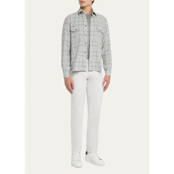 Kiton Wool-blend Plaid Overshirt With Pockets
