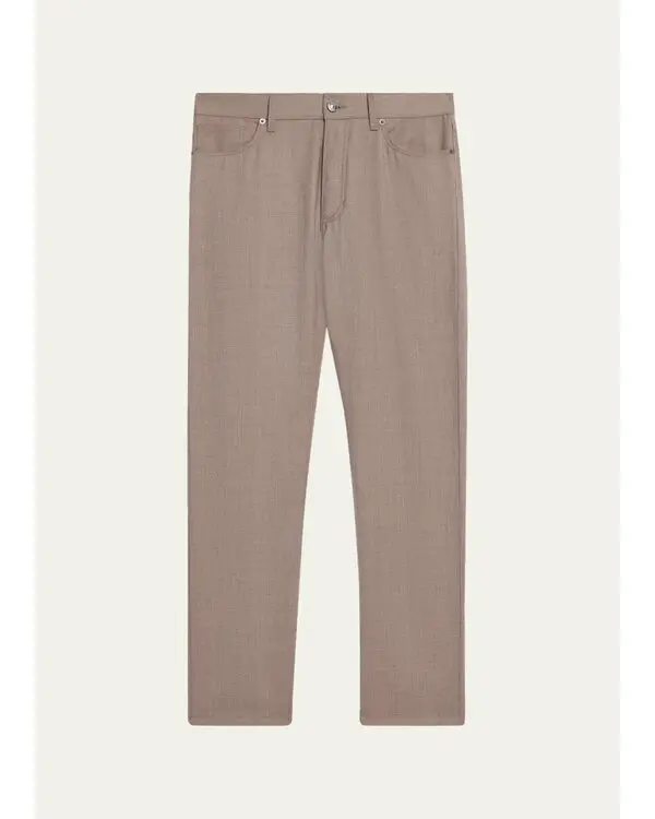 Zegna Wool Sharkskin Slim Five-pocket Pants - Brown