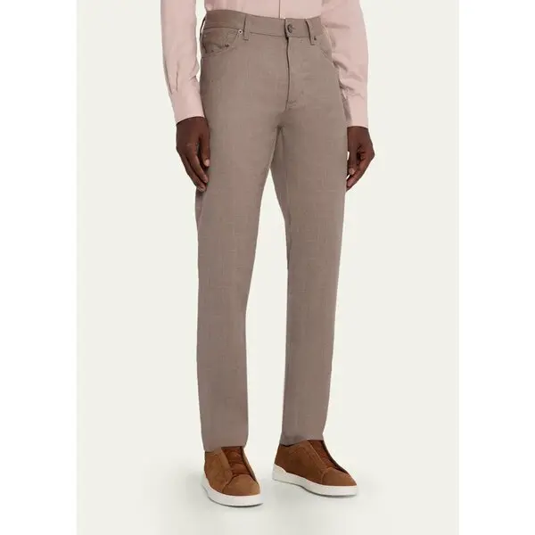 Zegna Wool Sharkskin Slim Five-pocket Pants
