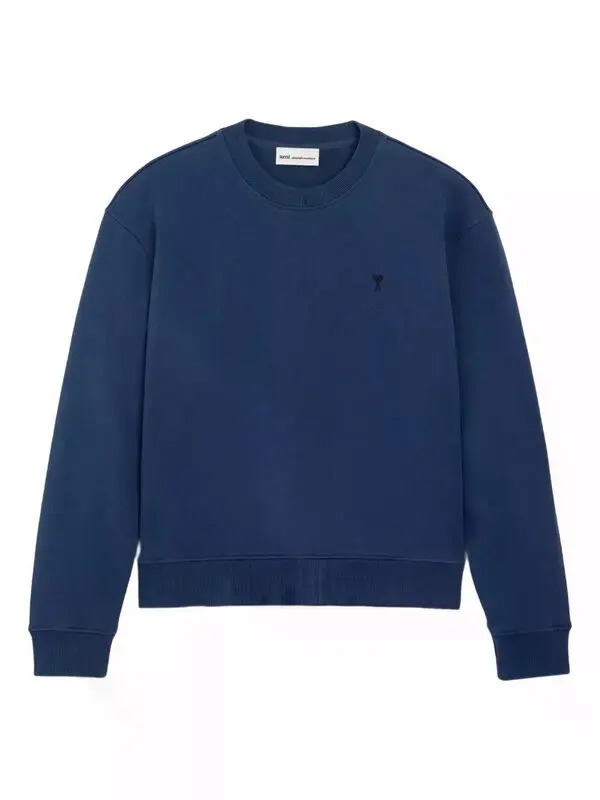 AMI Paris Cotton Contrasted De Coeur Sweatshirt - Blue