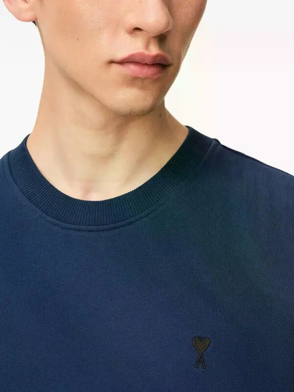 AMI Paris Cotton Contrasted De Coeur Sweatshirt - Blue