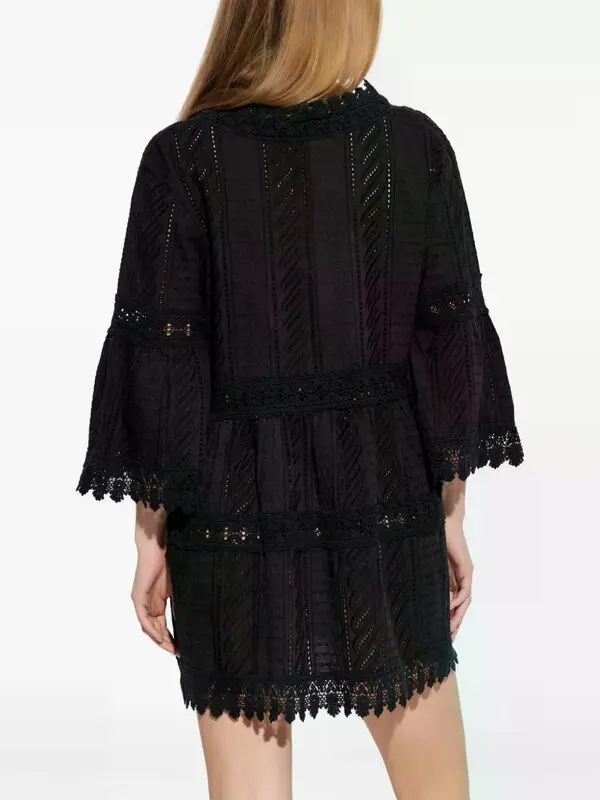 Melissa Odabash Lace V-neck Mini Dress - Black