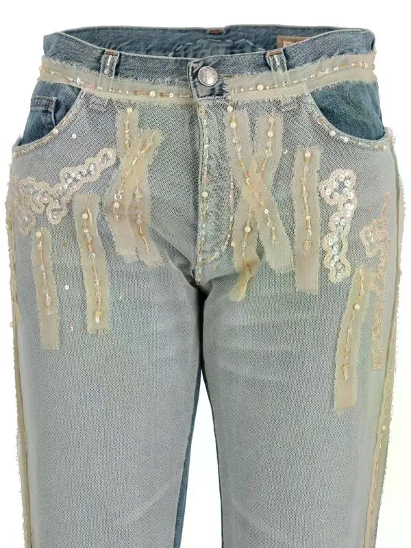 VOYAGE ET CIE Customised Embellished Jeans