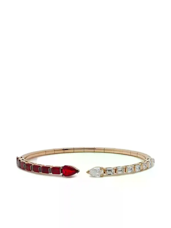 JEWELS AFICIONADO 18k Rose Gold Diamond And Ruby Cuff - Pink