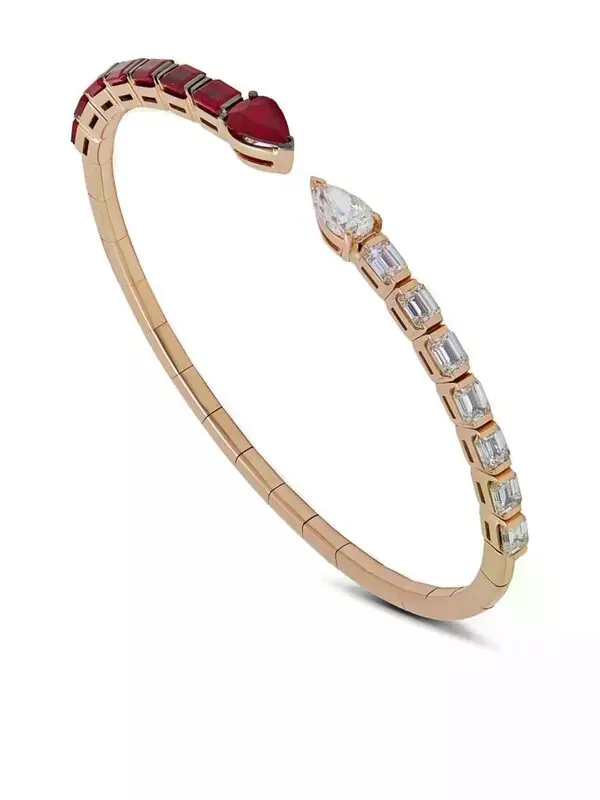 JEWELS AFICIONADO 18k Rose Gold Diamond And Ruby Cuff