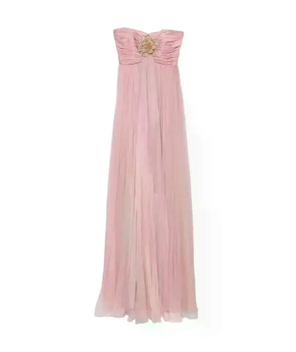 M.MARQUISE Ines Floral-appliqué Maxi Dress - Pink