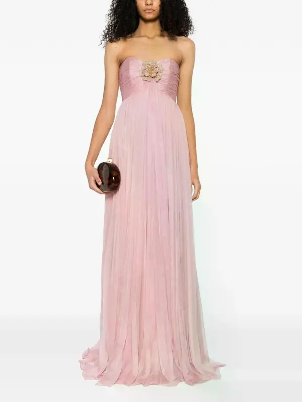M.MARQUISE Ines Floral-appliqué Maxi Dress - Pink