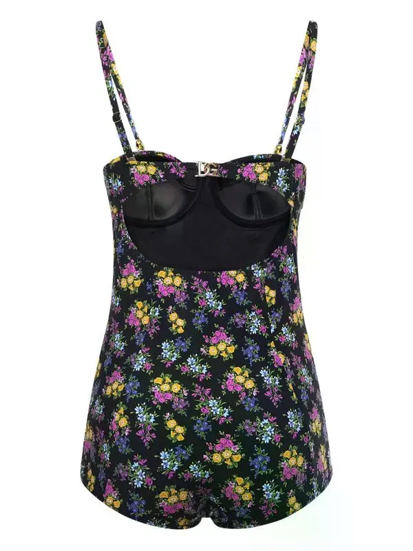 Dolce & Gabbana Floral-print Swimsuit - Black