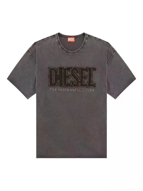 DIESEL® T-shirt With Appliqué Logo And Raw Edge