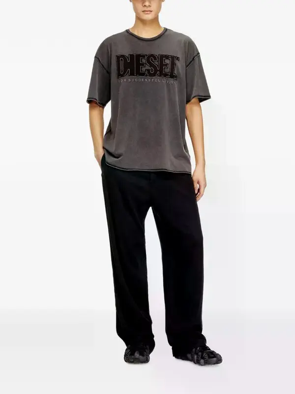 DIESEL® T-shirt With Appliqué Logo And Raw Edge