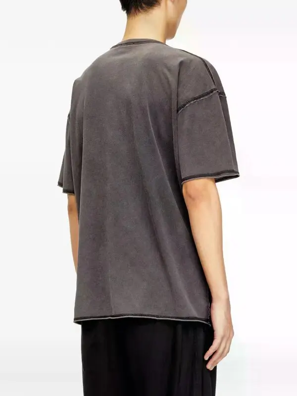 DIESEL® T-shirt With Appliqué Logo And Raw Edge