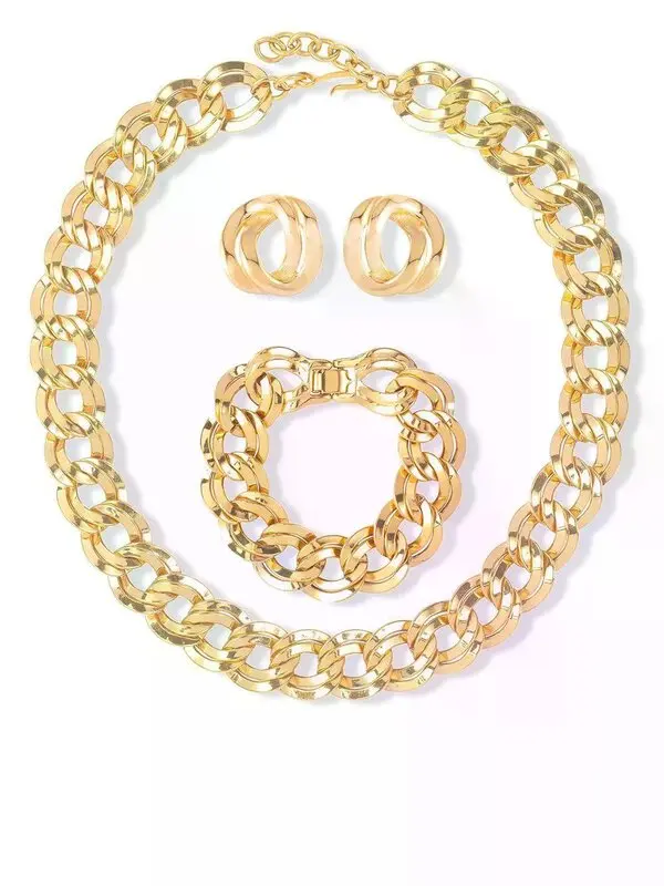 MONET 1980s Necklace, Bracelet, And Earrings Set - Gold