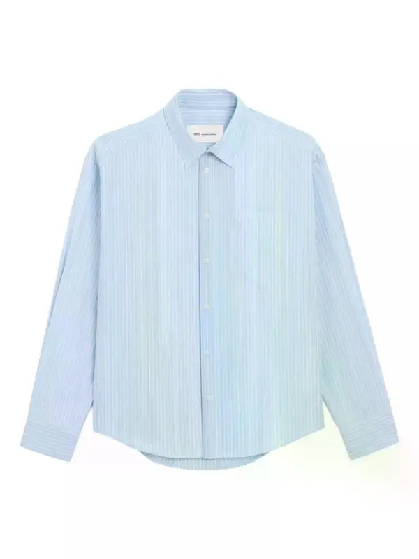 AMI Paris Cotton Striped Boxy Fit Shirt