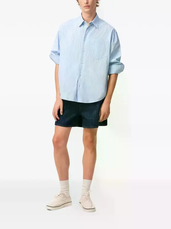 AMI Paris Cotton Striped Boxy Fit Shirt