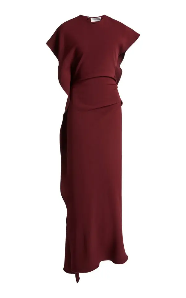 Victoria Beckham Draped Fluid Cady Midi Dress - Red