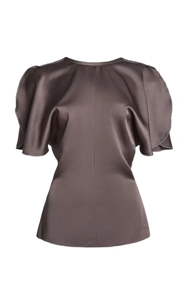 Victoria Beckham Bela Draped Satin Top - Grey